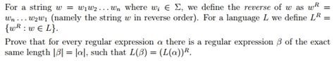 regex regular expression of equal length for the reversal of the language stack overflow