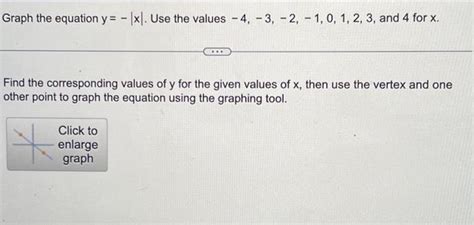 solved graph the equation y −∣x∣ use the values