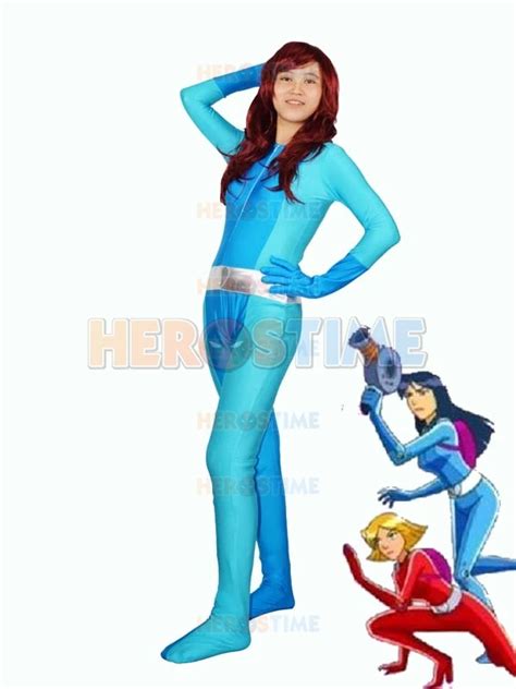 Totally Spies Britney Blue Spandex Superhero Costume Female Cosplay Comic Tight Fullbody Zentai