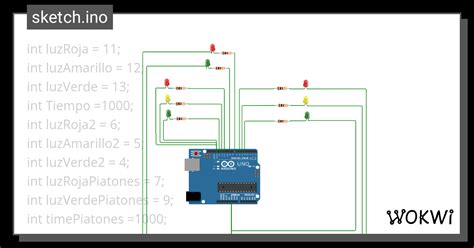 semáforo y gente wokwi esp32 stm32 arduino simulator