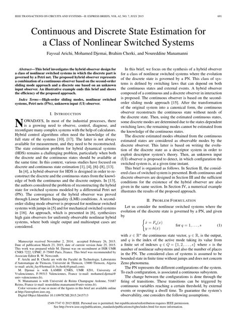 pdf continuous and discrete state estimation for a class of nonlinear switched systems