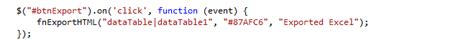 export html table data to excel using javascript