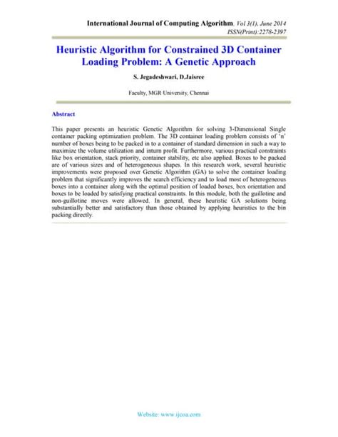 heuristic algorithm for constrained 3d container loading problem a genetic approach pdf