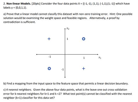 2 non linear models [20pts] consider the four data
