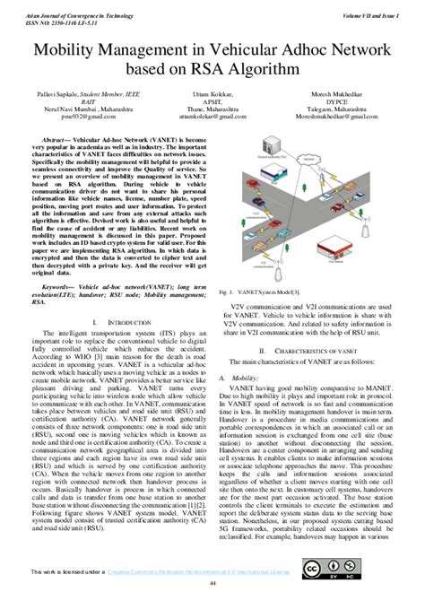 pdf mobility management in vehicular adhoc network based on rsa algorithm dr pallavi