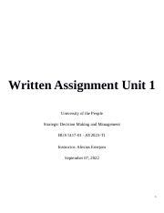 Written Assignment Unit Docx Written Assignment Unit University