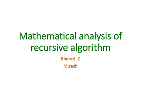 mathematical analysis of recursive algorithm ppt free download
