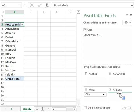 How To Count The Number Of Occurrences In A List With A Pivot Table In
