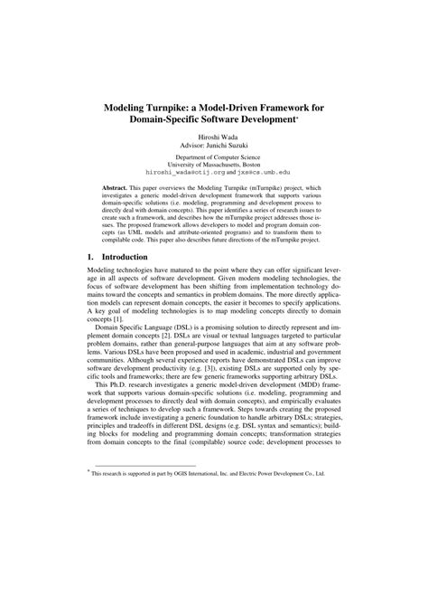 pdf modeling turnpike a model driven framework for domain specific software development