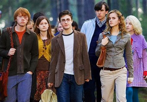 Ron Weasley Ginny Weasley Harry Potter Neville Longbottom Hermione Granger And Luna