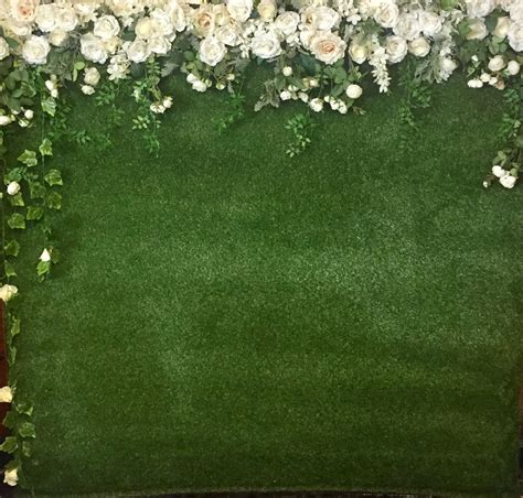 Grass Wall With White Flower Runner For Hire Engagement Stage Decoration Wedding Stage Decor