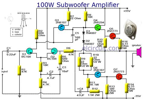 12v 100w Audio Amplifier Circuit Diagram