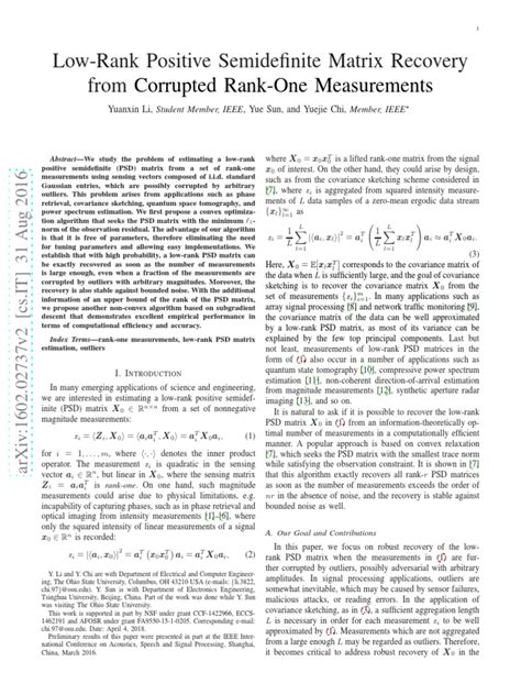 corrupted rank one measurements low rank positive semidefinite matrix recovery from pdf