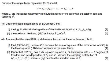 consider the simple linear regression slr model