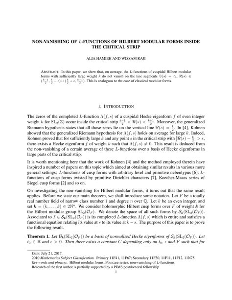 pdf non vanishing of l functions of hilbert modular forms inside the critical strip