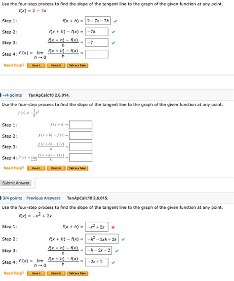 Solved Use The Four Step Process To Find The Slope Of The Chegg