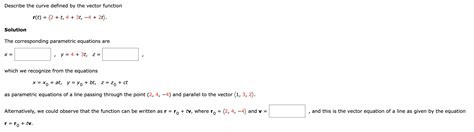 solved describe the curve defined by the vector function