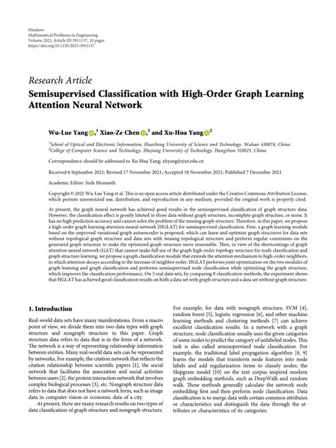 pdf semisupervised classification with high order graph learning attention neural network