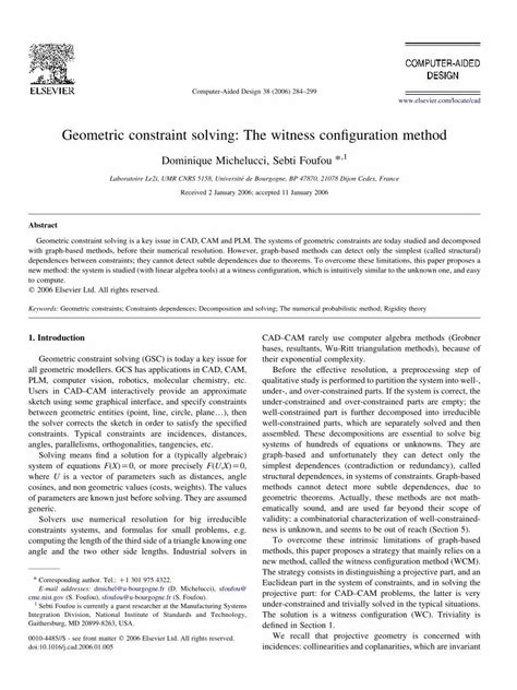 pdf geometric constraint solving the witness configuration method dokumen tips