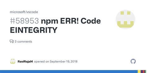 Npm ERR Code EINTEGRITY Issue 58953 Microsoft Vscode GitHub