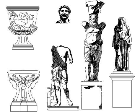 Statues Elevation Detail Dwg File Cadbull