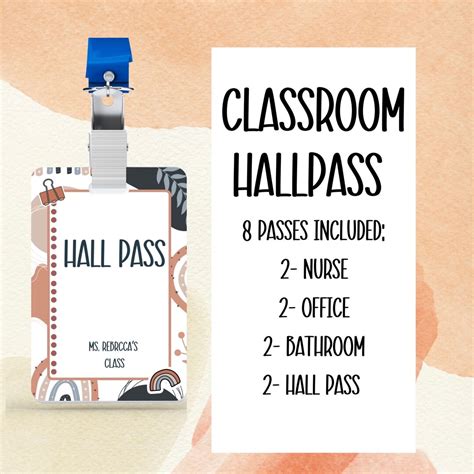 Teacher Hall Passes Classroom Hall Passes For Teachers Etsy