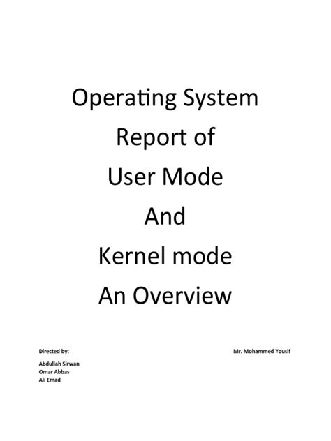 operating system report of user mode and kernel mode an overview pdf kernel operating