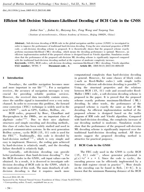efficient soft decision maximum likelihood decoding of bch code in the gnss pdf