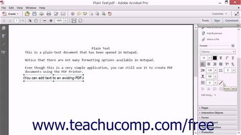 adding formatting resizing rotating and moving text adobe acrobat xi training tutorial