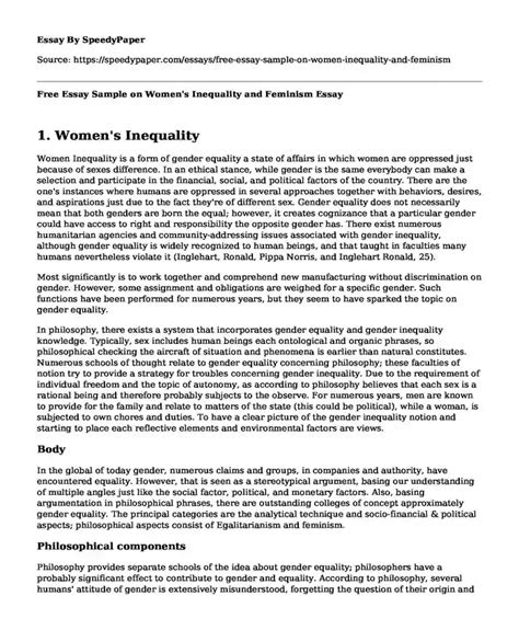 🌱 Gender Inequality Thesis Topics Free Essays On Gender Inequality Examples Topics Outlines