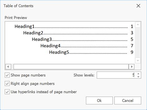 Table Of Contents Dialog WinForms Controls DevExpress Documentation