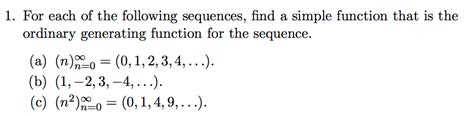solved for each of the following sequences find a simple