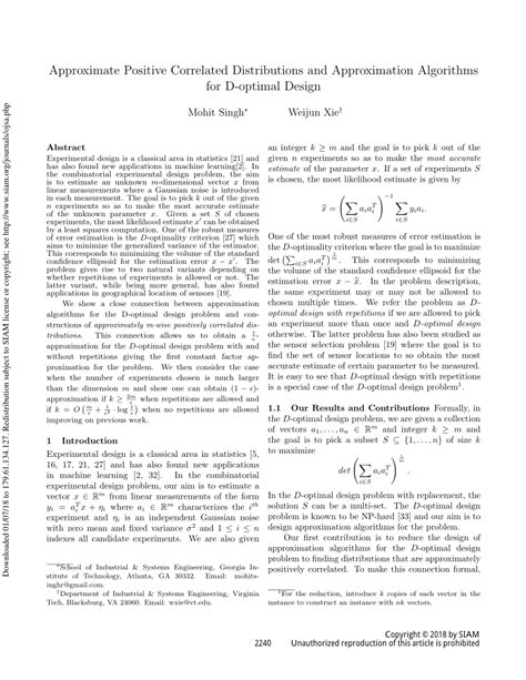 pdf approximate positive correlated distributions and approximation algorithms for d optimal
