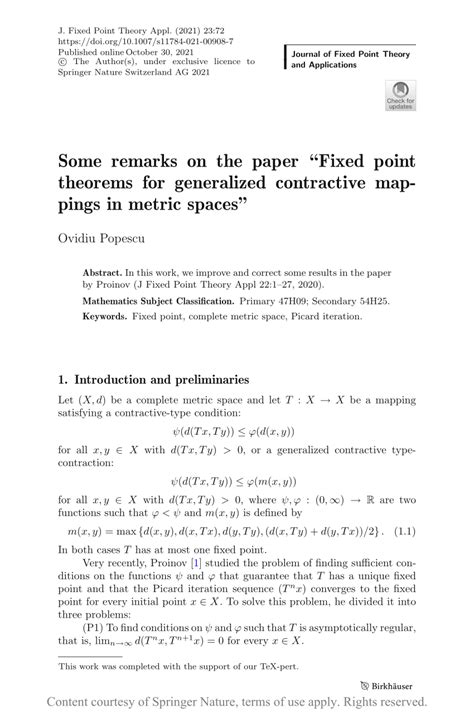 some remarks on the paper “fixed point theorems for generalized contractive mappings in metric