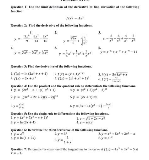 solved question 1 use the limit definition of the