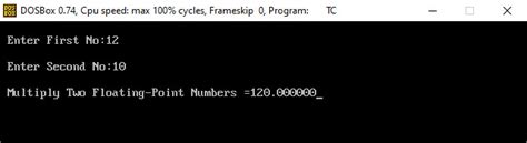 multiply two floating point numbers in c programming language