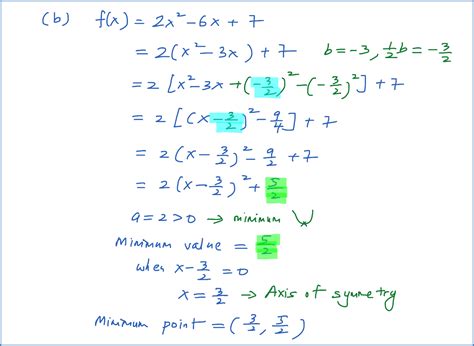 example 1 finding the maximum and minimum points of quadratic function using completing the