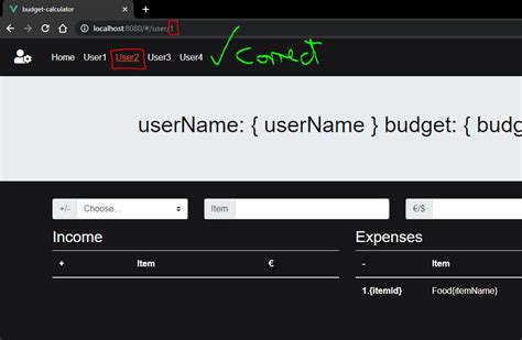 Javascript Vue Budget Calculator App Dynamic Route Related Props
