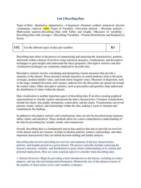 unit 2 describing data pdf level of measurement statistics