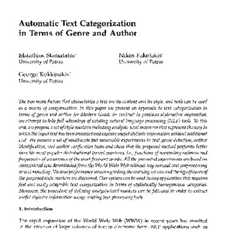 automatic text categorization in terms of genre and author acl anthology