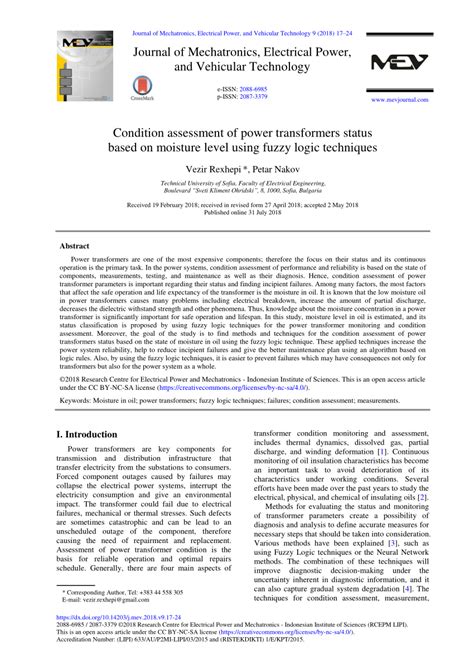 pdf condition assessment of power transformers status based on moisture level using fuzzy