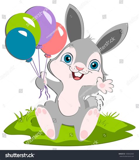 Happy Bunny Holding Balloons Weaving Smiling Stock Vector Royalty Free 104042444