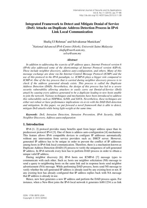 pdf integrated framework to detect and mitigate denial of service dos attacks on duplicate