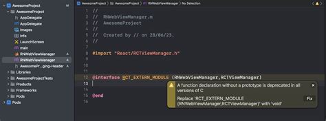objective c port swift in react native deprecated function stack overflow