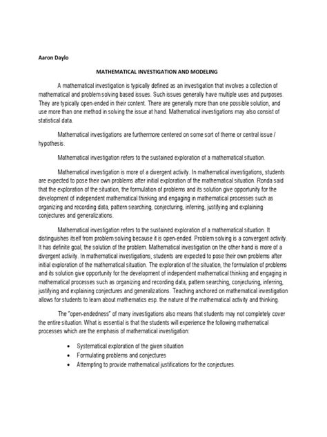 aaron daylo mathematical investigation and modeling pdf stochastic determinism