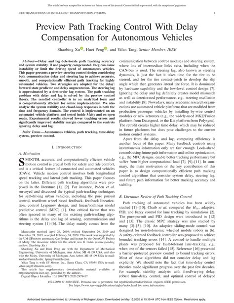 pdf preview path tracking control with delay compensation for autonomous vehicles