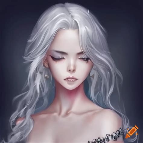 Silver Hair Fantasy Girl With Silver Eyes On Craiyon