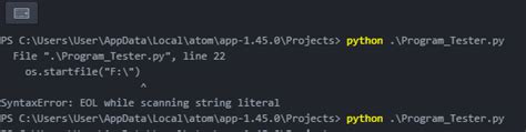 python syntaxerror eol while scanning string literal gang of coders