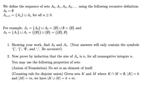 solved we define the sequence of sets a0 a1 a2 a3