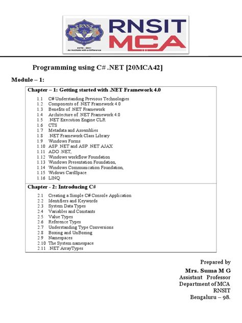 module 1 with content pdf language integrated query c sharp programming language